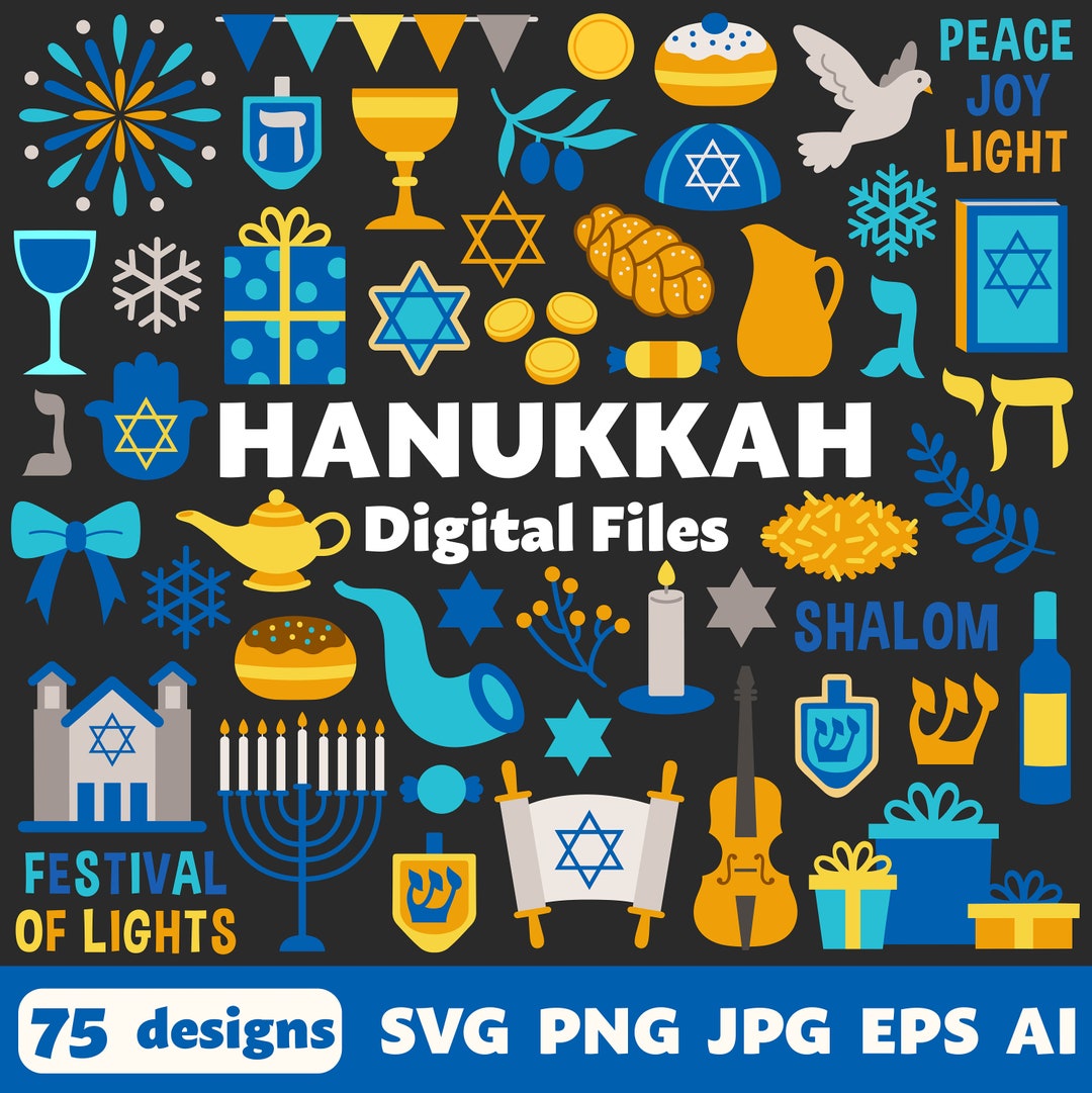 Hanukkah Digital Files, PNG SVG JPG, Clipart, Cut Files, Jewish, Winter ...