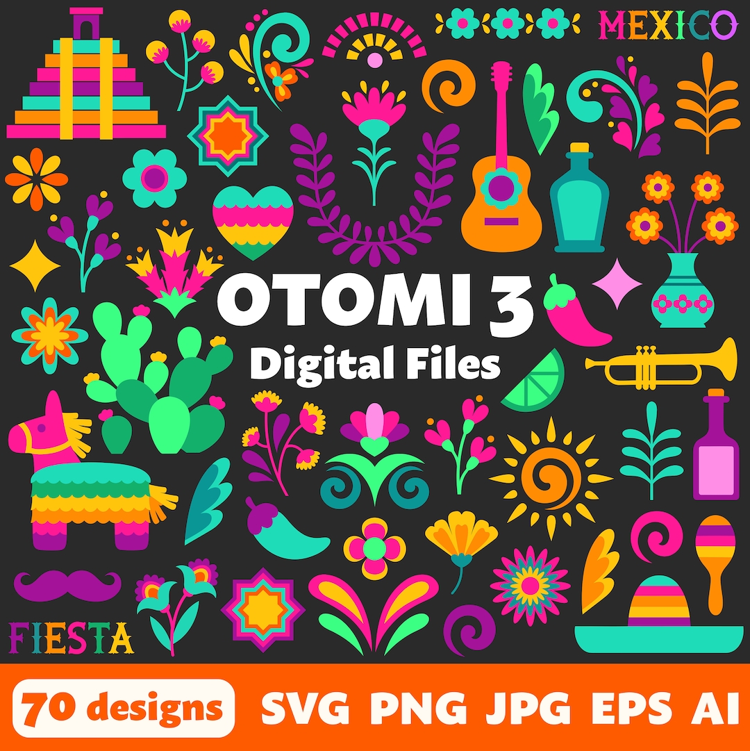 Otomi 3 Digital Files, SVG PNG JPG, Clipart, Cut Files, Graphics, Icons ...