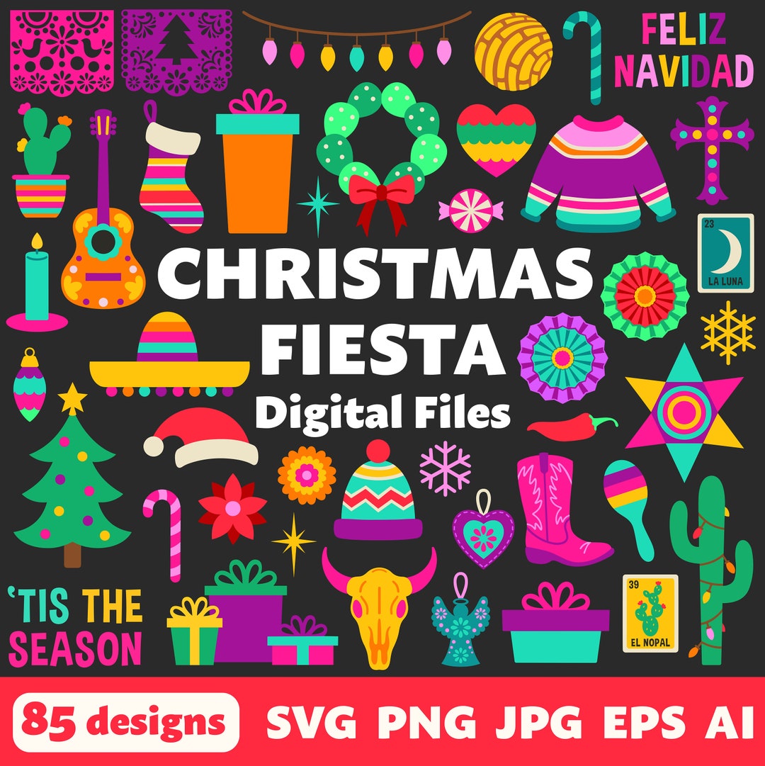 Christmas Fiesta Digital Files, SVG PNG JPG, Clipart, Cut Files, Cricut ...