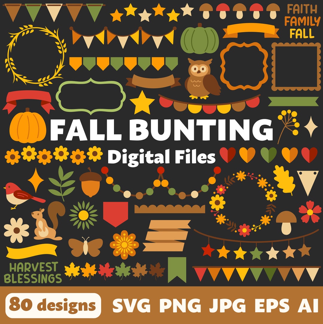 Fall Bunting Digital Files, SVG PNG JPG, Clipart, Cut Files, Cricut ...