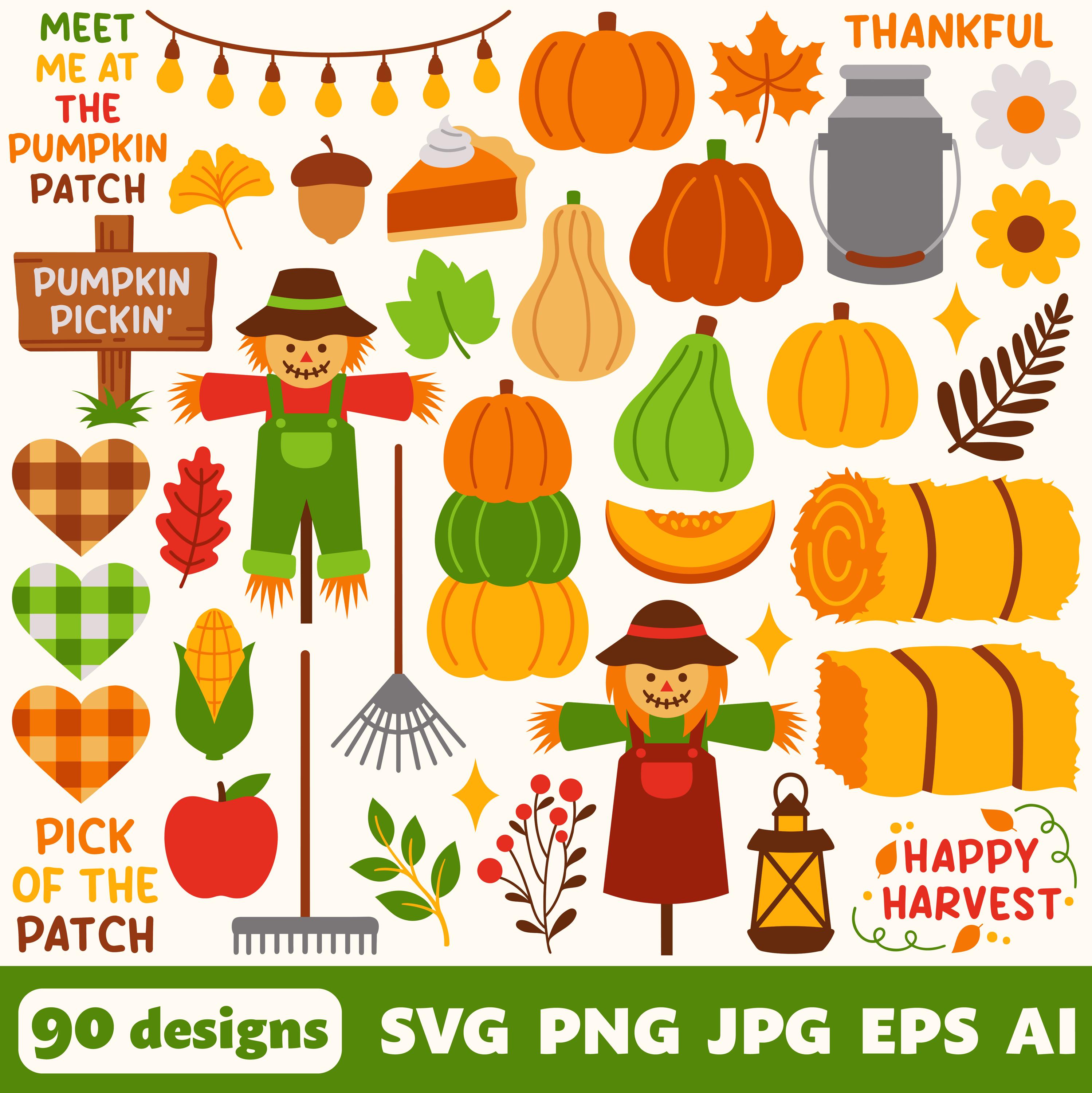 Pumpkin Patch Digital Files, SVG PNG JPG, Clipart, Cut Files, Cricut ...