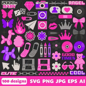 Y2K Digital Files, SVG PNG JPG, Clipart, Cut Files, Printable, Cricut ...