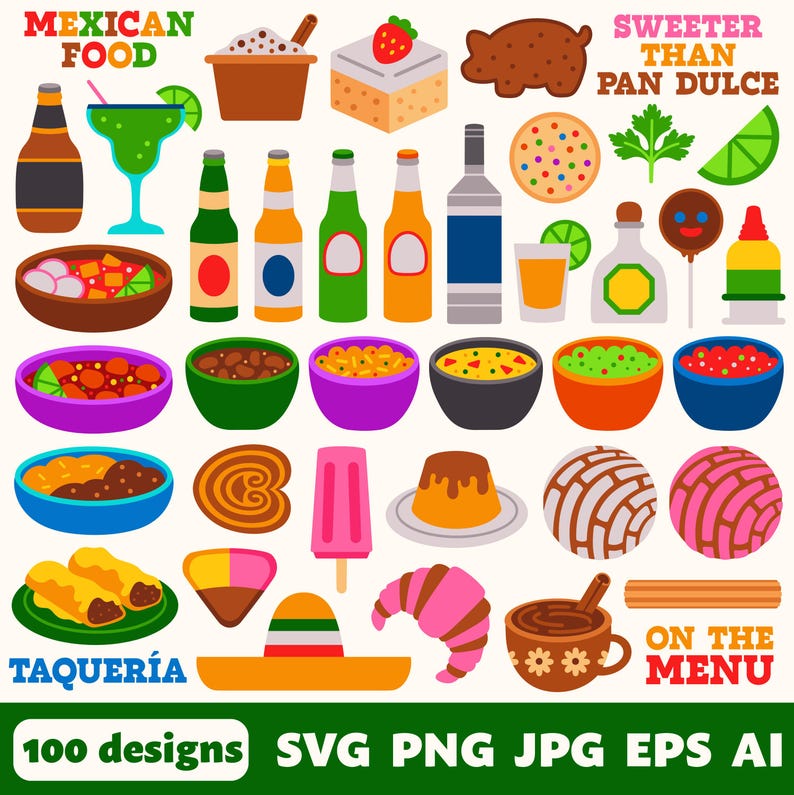 Mexican Food Digital Files, SVG PNG JPG, Clipart, Cut Files, Cricut ...
