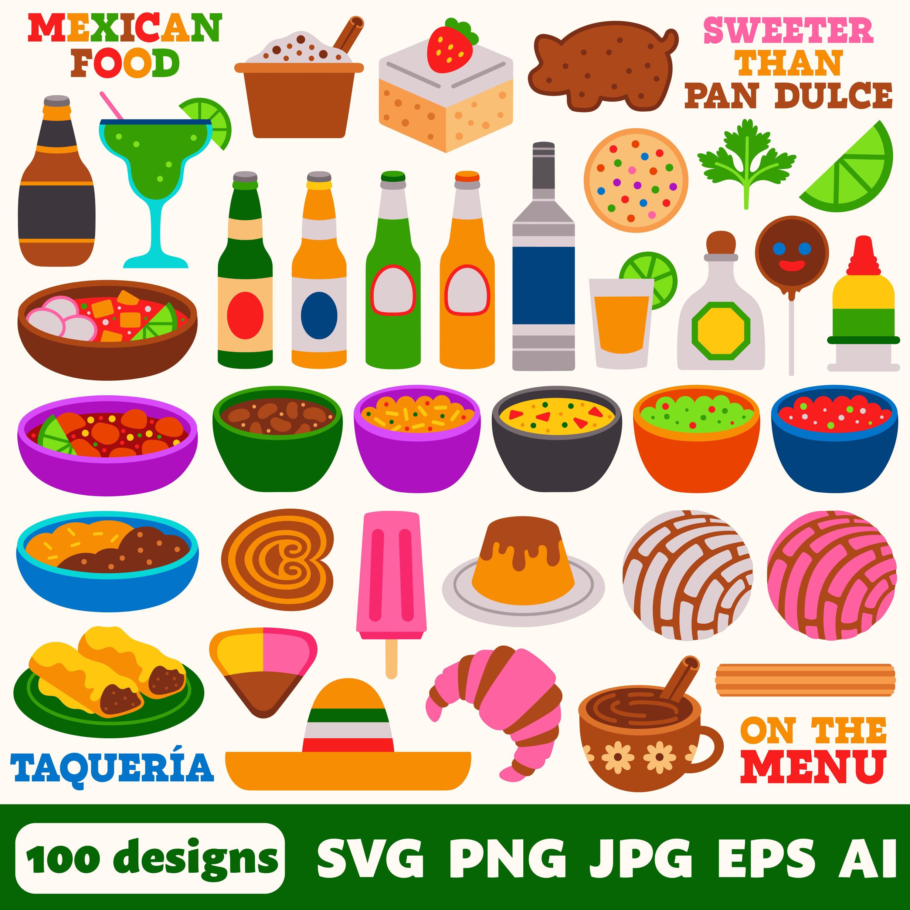 Mexican Food Digital Files, SVG PNG JPG, Clipart, Cut Files, Cricut ...