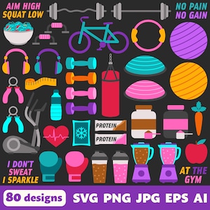 Fitness Digital Files, SVG PNG JPG, Clipart, Cut Files, Cricut ...