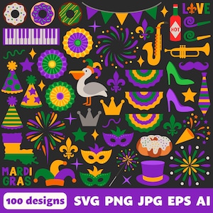 Mardi Gras Digital Files, SVG PNG JPG, Clipart, Cut Files, New Orleans ...