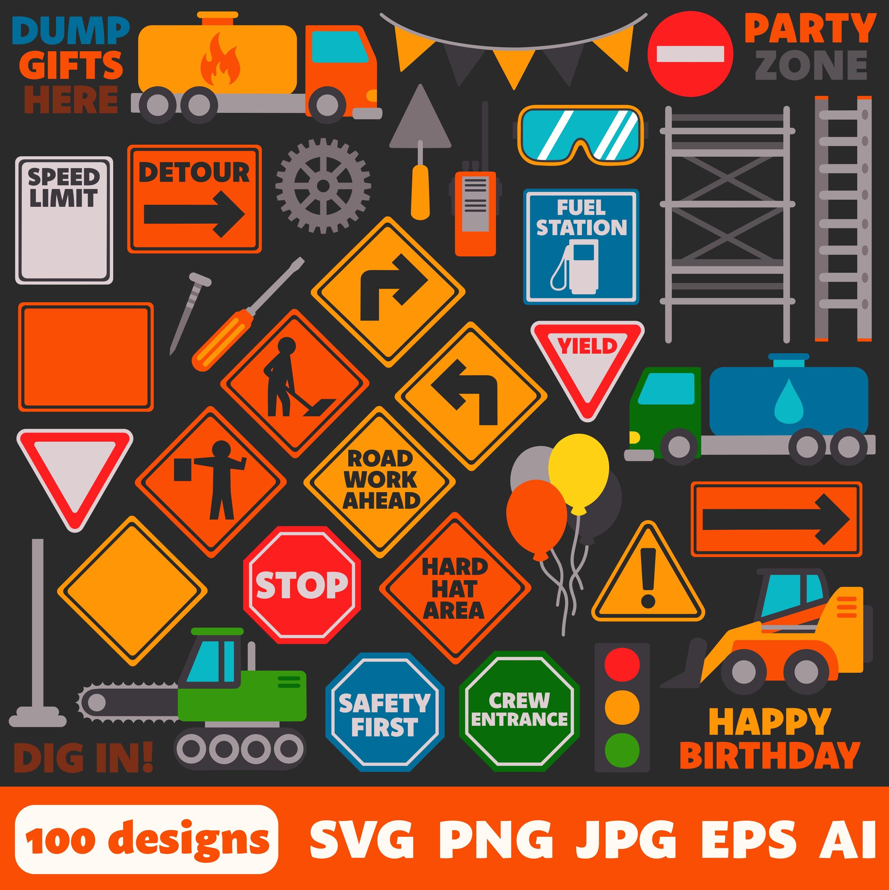 Construction Digital Files, SVG PNG JPG, Clipart, Cut Files, Cricut ...