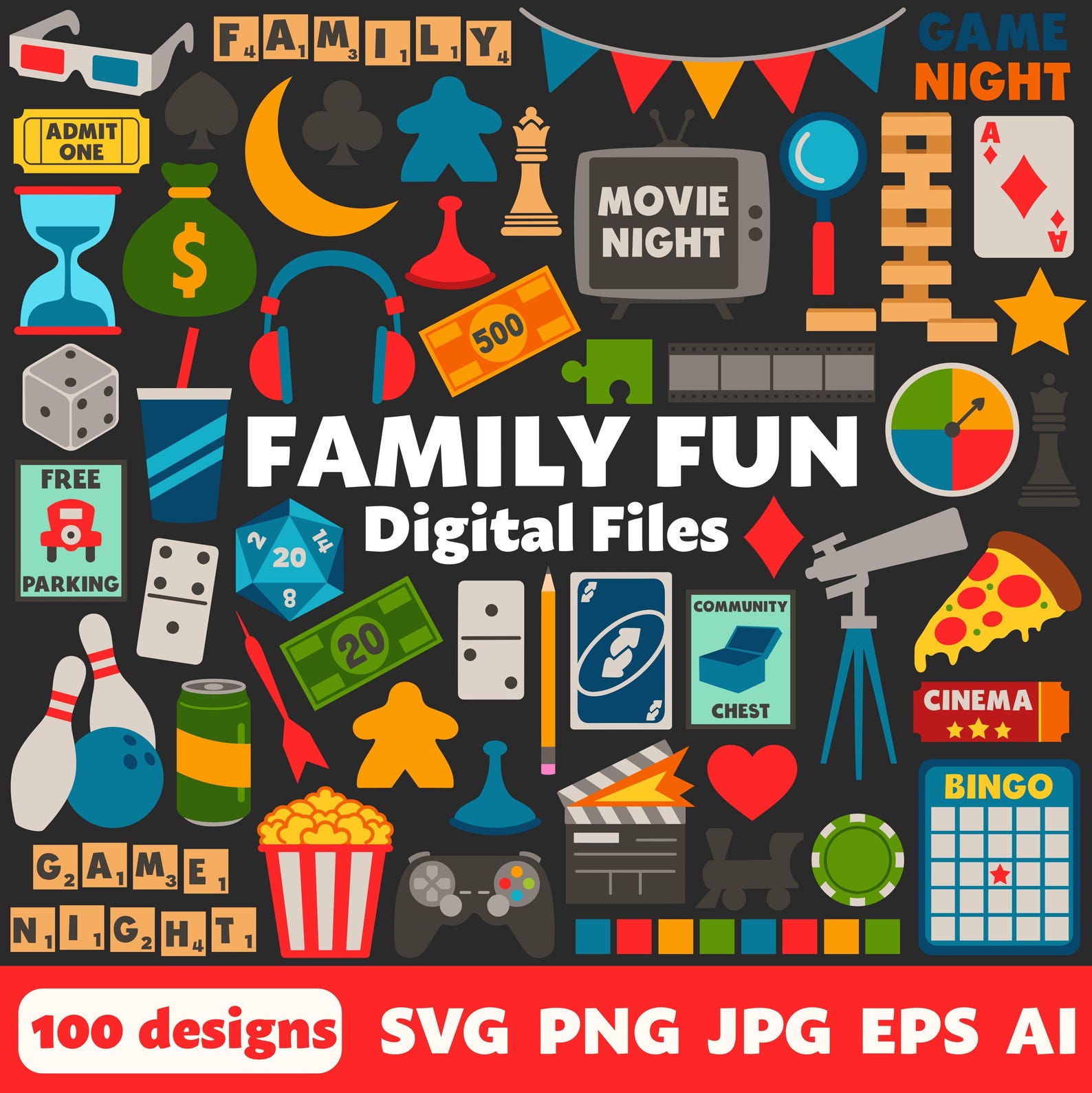 Family Fun Digital Files, SVG PNG JPG, Clipart, Cut Files, Cricut ...