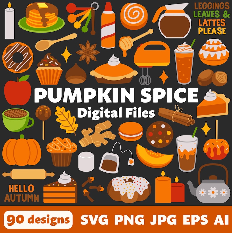 Pumpkin Spice Digital Files, SVG PNG JPG, Clipart, Cut Files, Cricut ...