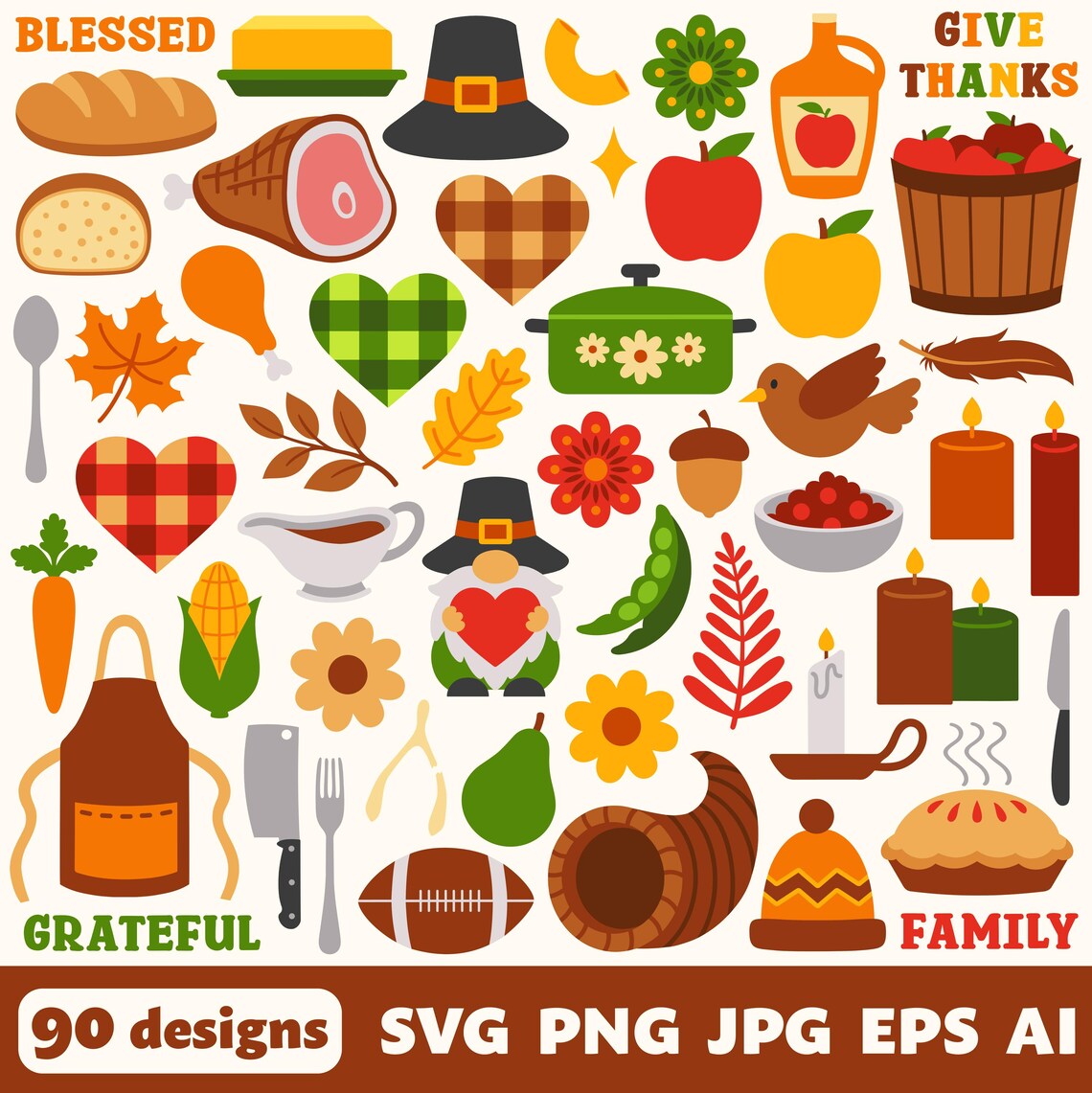 Thanksgiving Digital Files, SVG PNG JPG, Clipart, Cut Files, Printable ...