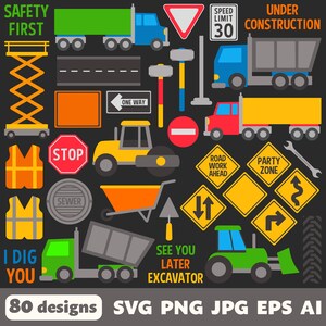 Construction Digital Files, SVG PNG JPG, Clipart, Cut Files, Cricut ...