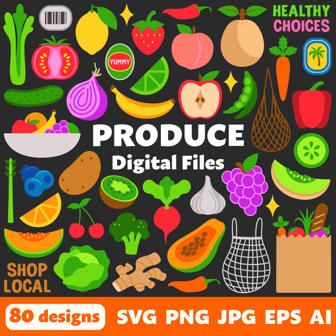 Produce Digital Files, SVG PNG JPG, Clipart, Cut Files, Cricut ...