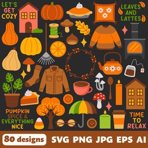 Cozy Autumn Digital Files, SVG PNG JPG, Clipart, Cut Files, Printable ...