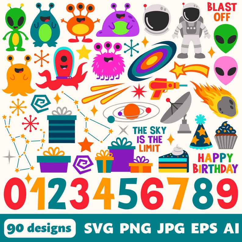 Space Digital Files, SVG PNG JPG, Clipart, Cut Files, Icons, Cricut ...