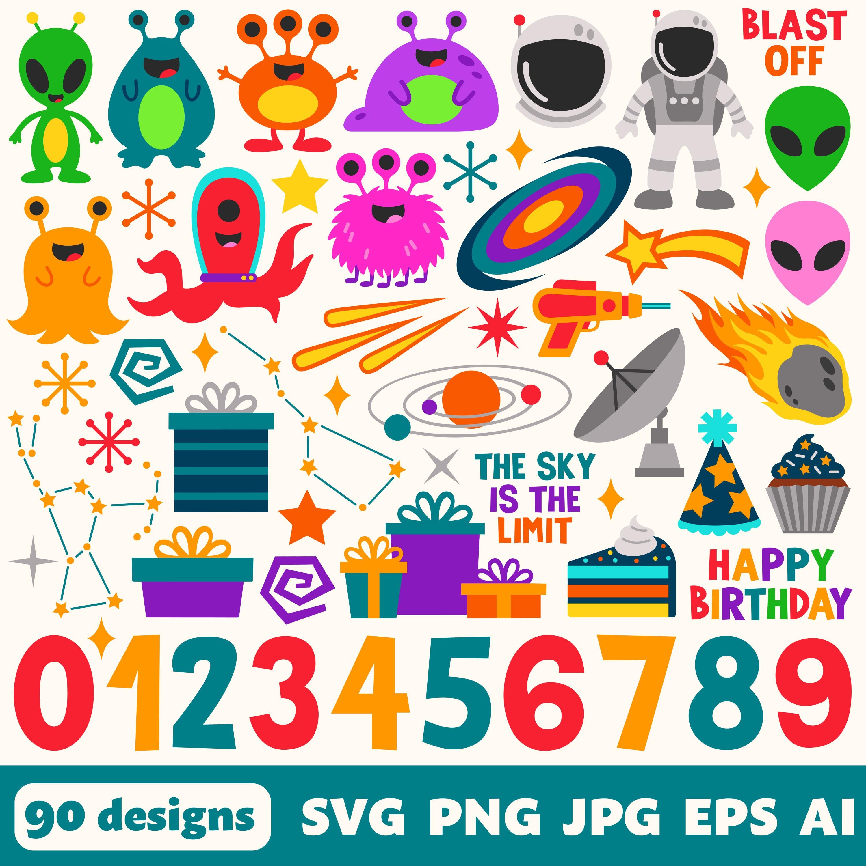 Space Digital Files, SVG PNG JPG, Clipart, Cut Files, Icons, Cricut ...