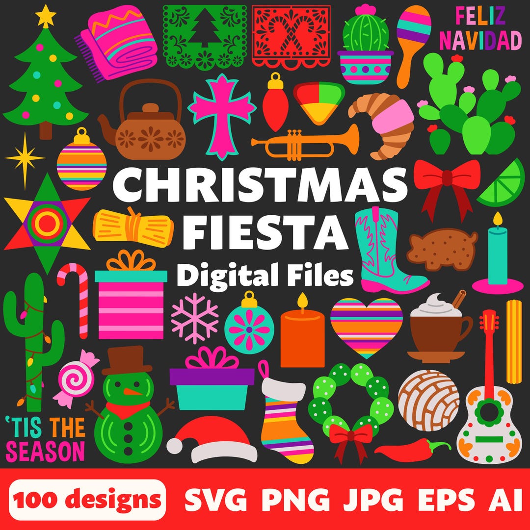 Christmas Fiesta Digital Files, SVG PNG JPG, Clipart, Cut Files, Cricut ...