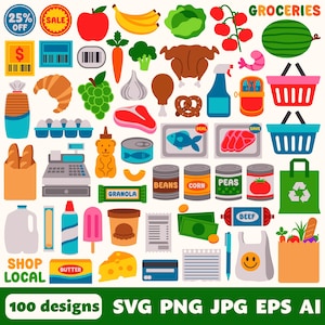 Grocery Digital Files, SVG PNG JPG, Clipart, Cut Files, Cricut, Market ...