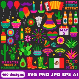 Cinco De Mayo Digital Files, SVG PNG JPG, Clipart, Cut Files, Icons ...