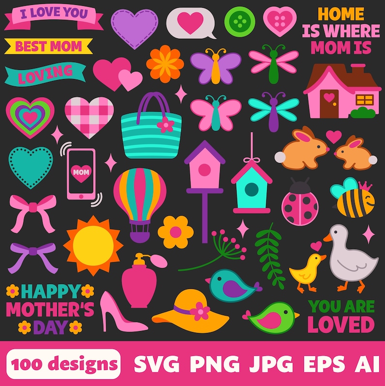 Mother's Day Digital Files, SVG PNG JPG, Clipart, Cut Files, Printable ...
