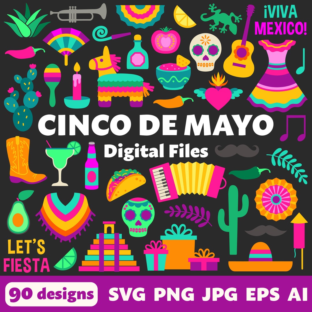 Cinco De Mayo Digital Files, SVG PNG JPG, Clipart, Cut Files, Icons ...