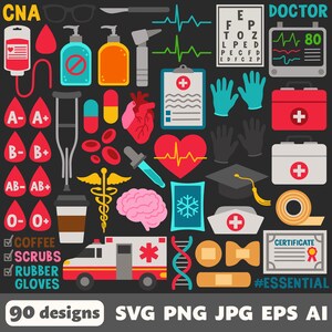 Medical Digital Files, SVG PNG JPG, Clipart, Cut Files, Printable ...