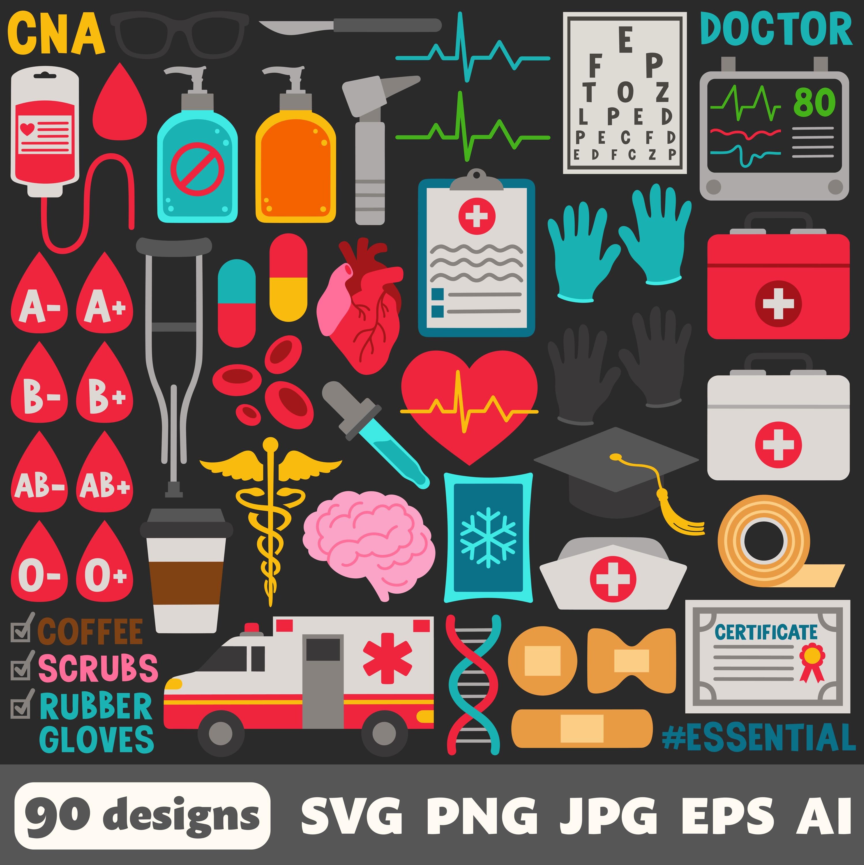 Medical Digital Files, SVG PNG JPG, Clipart, Cut Files, Printable ...