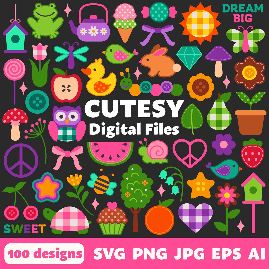 Cutesy Digital Files, SVG PNG JPG, Clipart, Cut Files, Printable ...