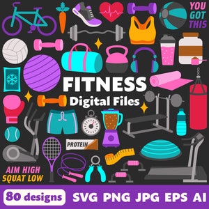 Fitness Digital Files, SVG PNG JPG, Clipart, Cut Files, Cricut ...