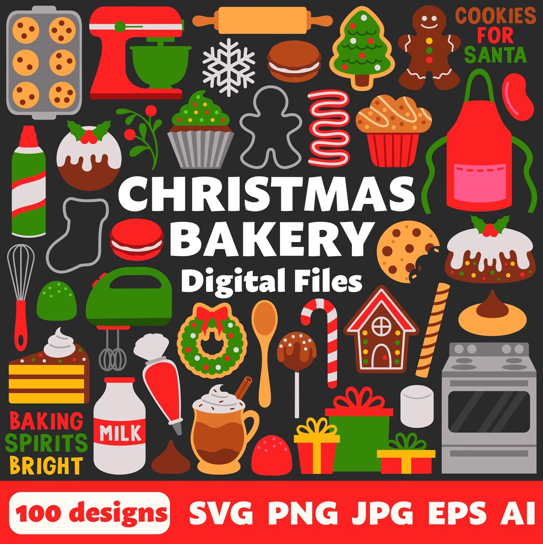 Christmas Bakery Digital Files, SVG PNG JPG, Clipart, Cut Files ...