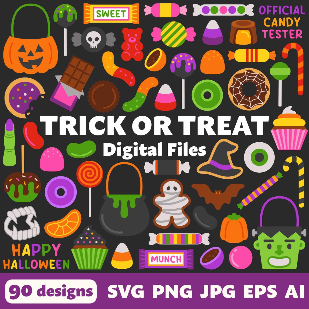 Trick or Treat Digital Files, SVG PNG JPG, Clipart, Cut Files ...