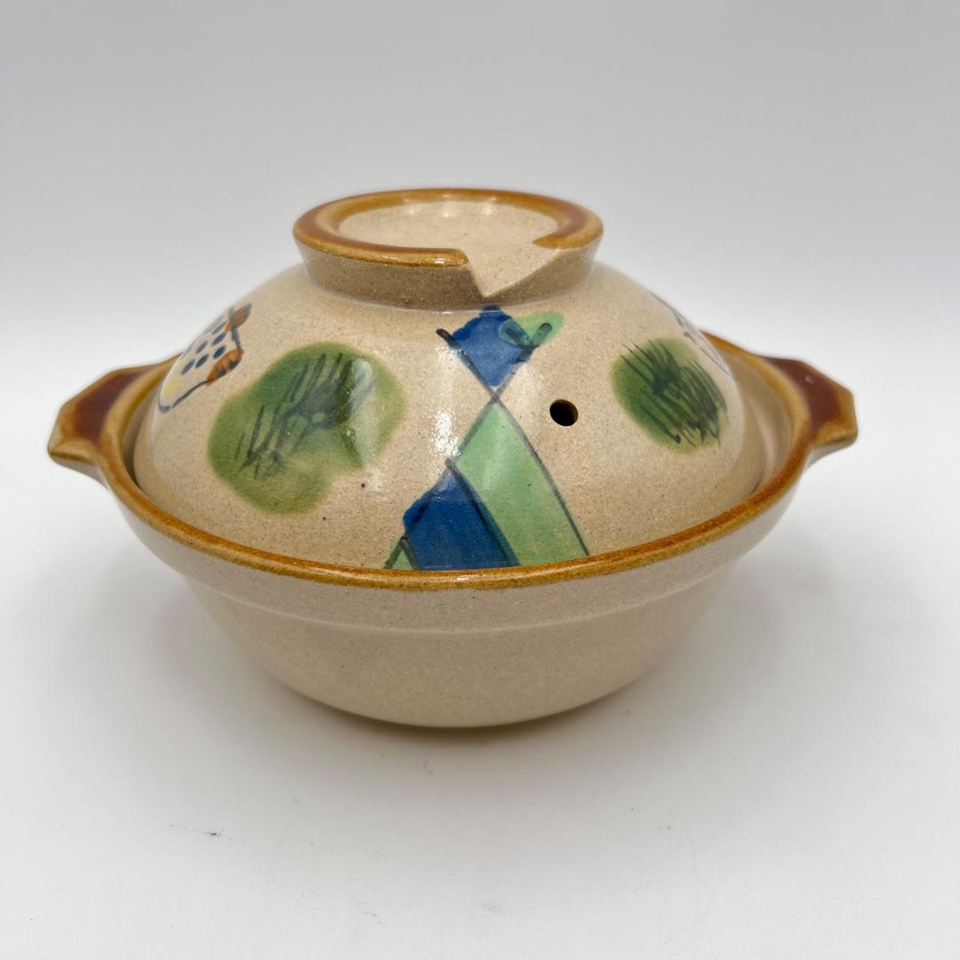 Japanese Donabe Stoneware Earthenware Rice Clay Pot Casserole Biege ...