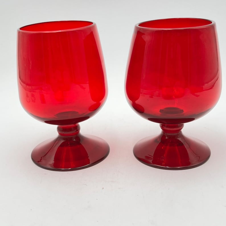 Mexican Hand Blown Glass Red Brandy Snifter Set of 2 - Etsy