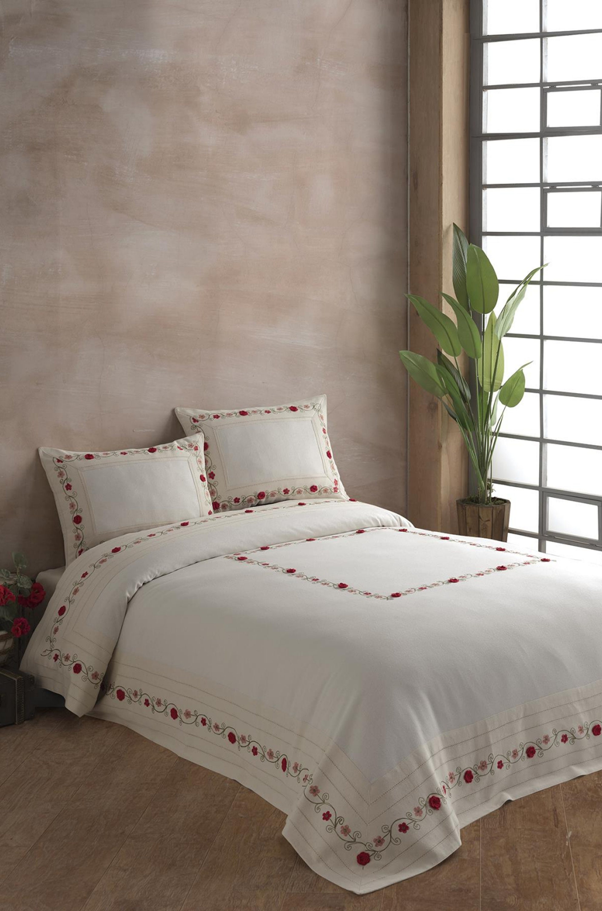 Embroidered Linen Duvet Cover Natural Colour Duvet Cover - Etsy