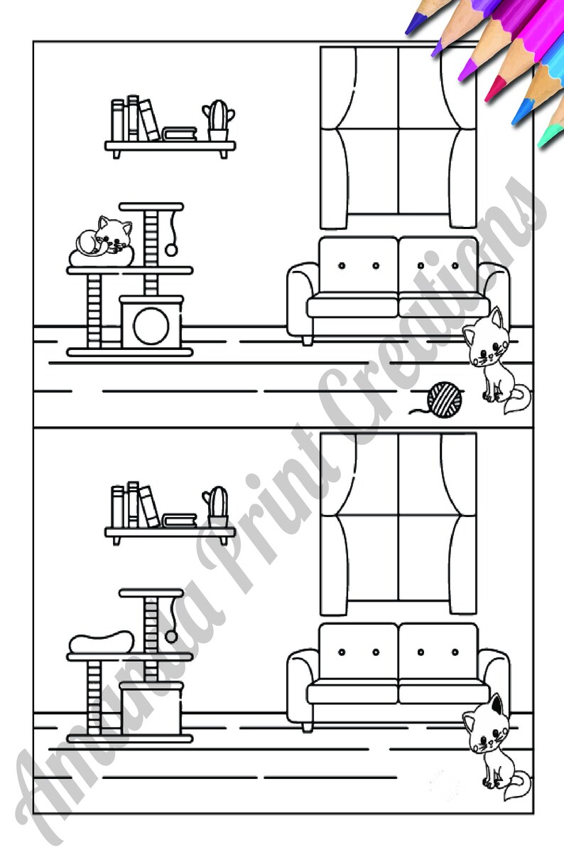 Spot the Difference Coloring Printable Pages for Children - Etsy