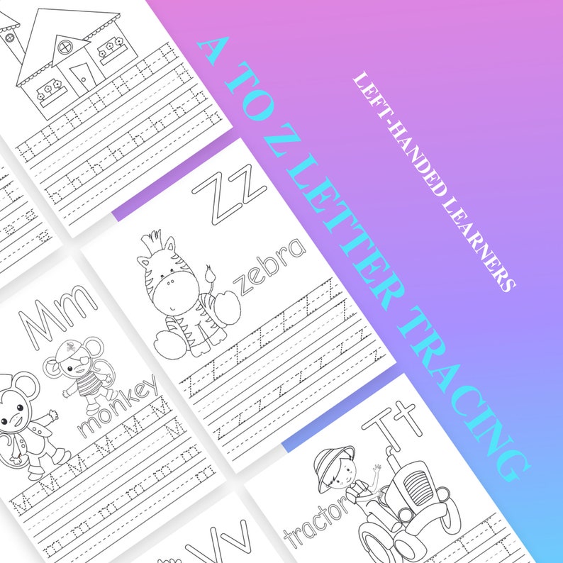 Letter Tracing Coloring Pages /left Handed Preschool Handwriting ...