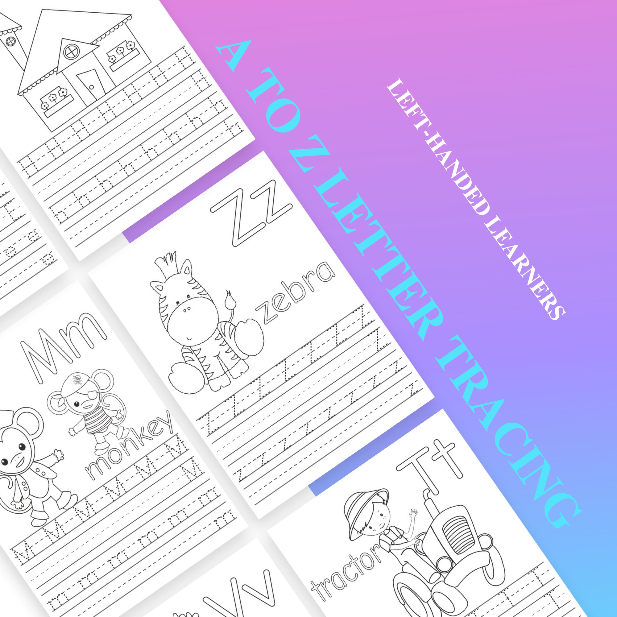 Letter Tracing Coloring Pages /left Handed Preschool Handwriting ...