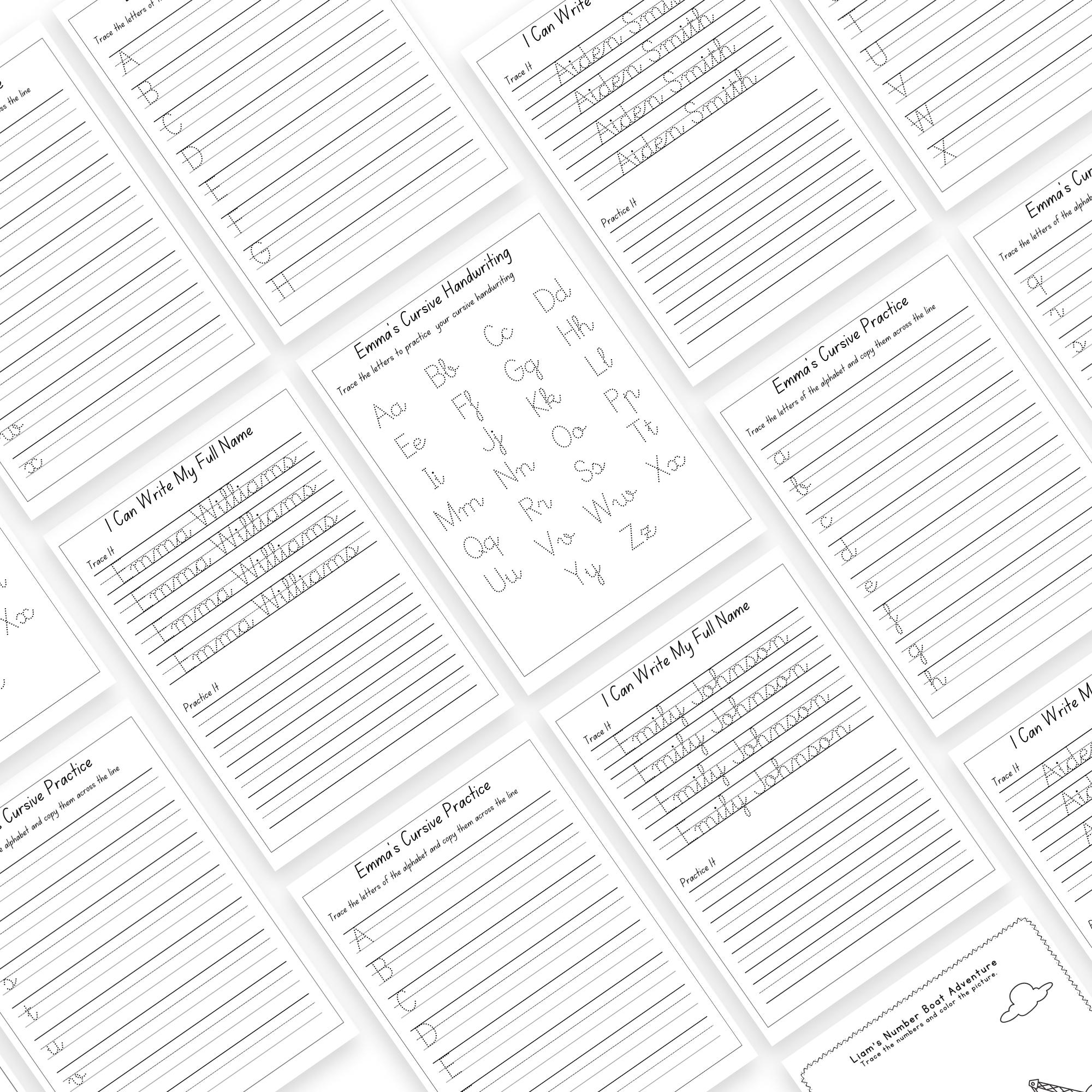 Editable Canva Cursive Name Tracing Worksheets, Personalized Alphabet ...