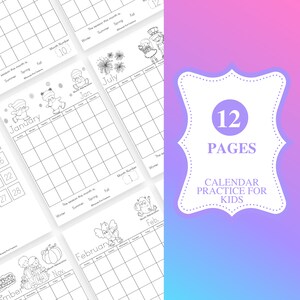 Undated Monthly Calendar for Kids, Calendar Practice for Kids, Undated ...