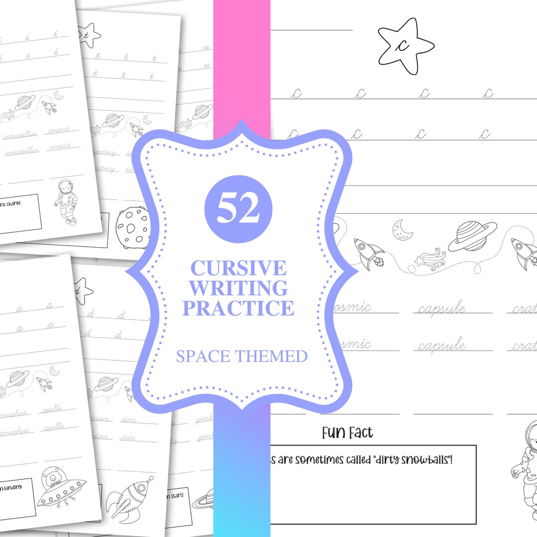 Cursive Writing Worksheets - Space-themed Handwriting Practice ...