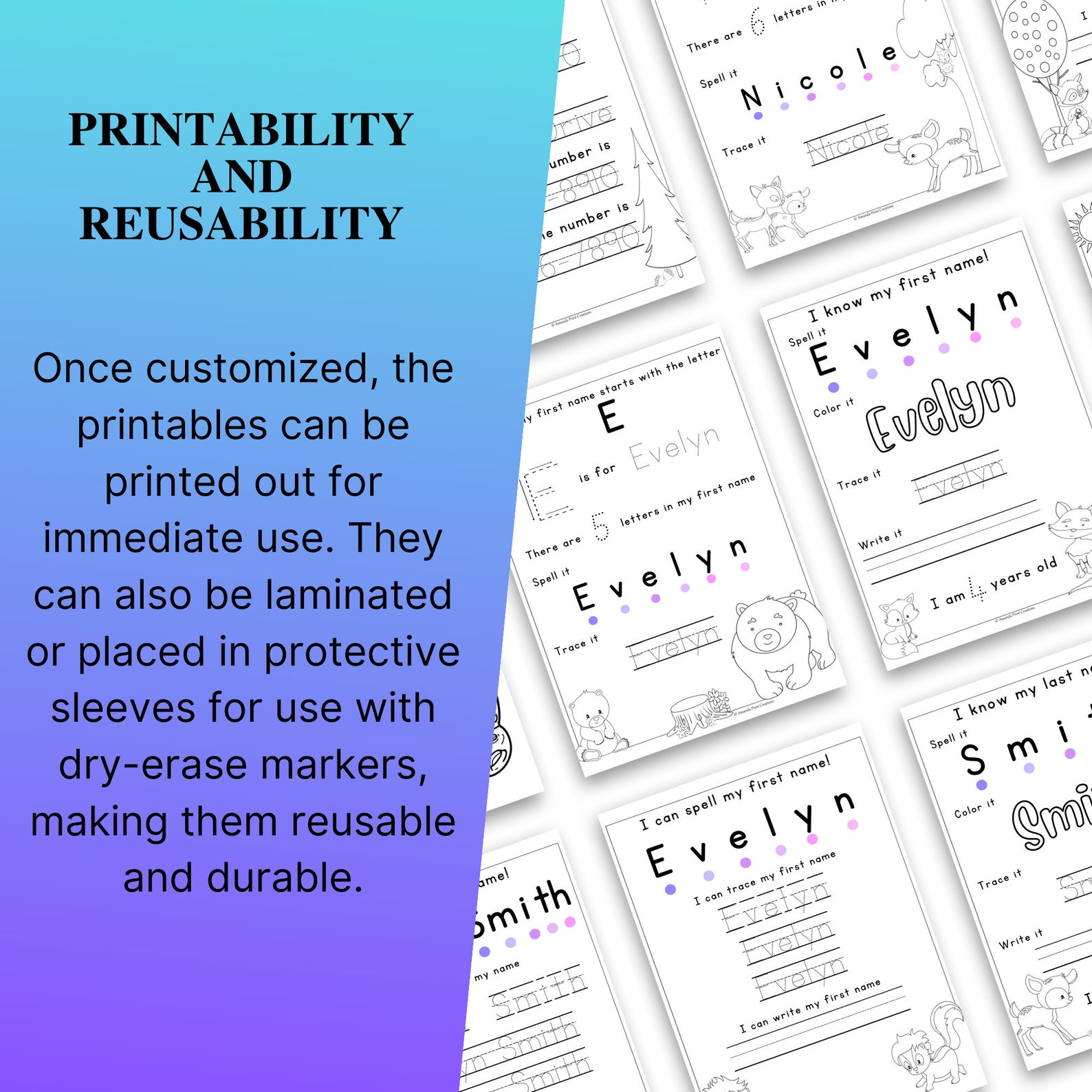 Editable Canva Name Tracing Worksheet - Preschool Handwriting Practice ...
