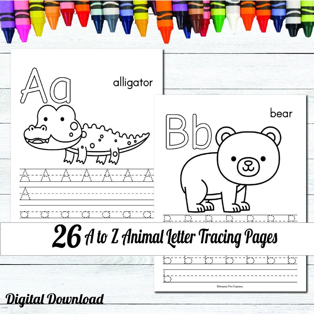 A to Z Letter Tracing Animal Coloring Pages /preschool - Etsy