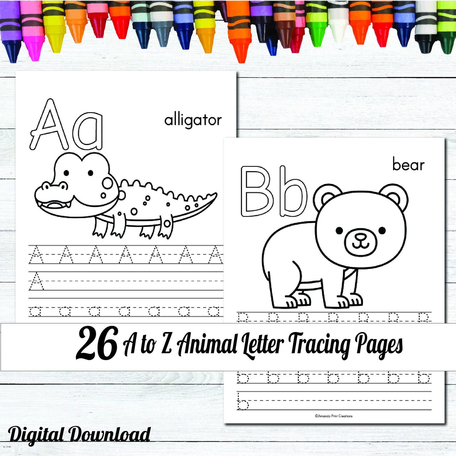 A to Z Letter Tracing Animal Coloring Pages /preschool - Etsy