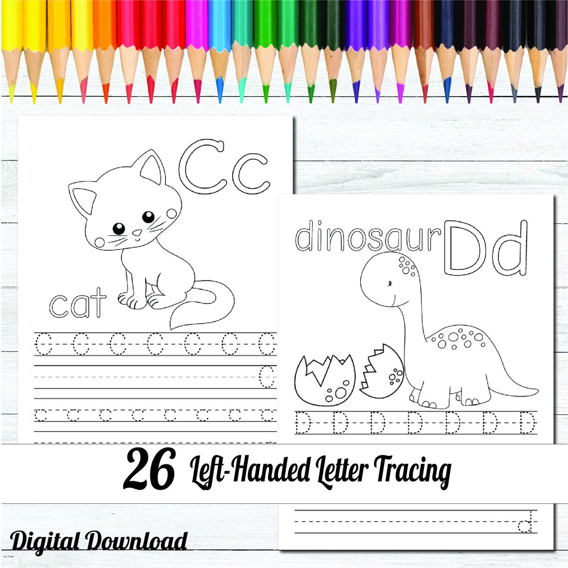 Letter Tracing Coloring Pages /left Handed Preschool - Etsy