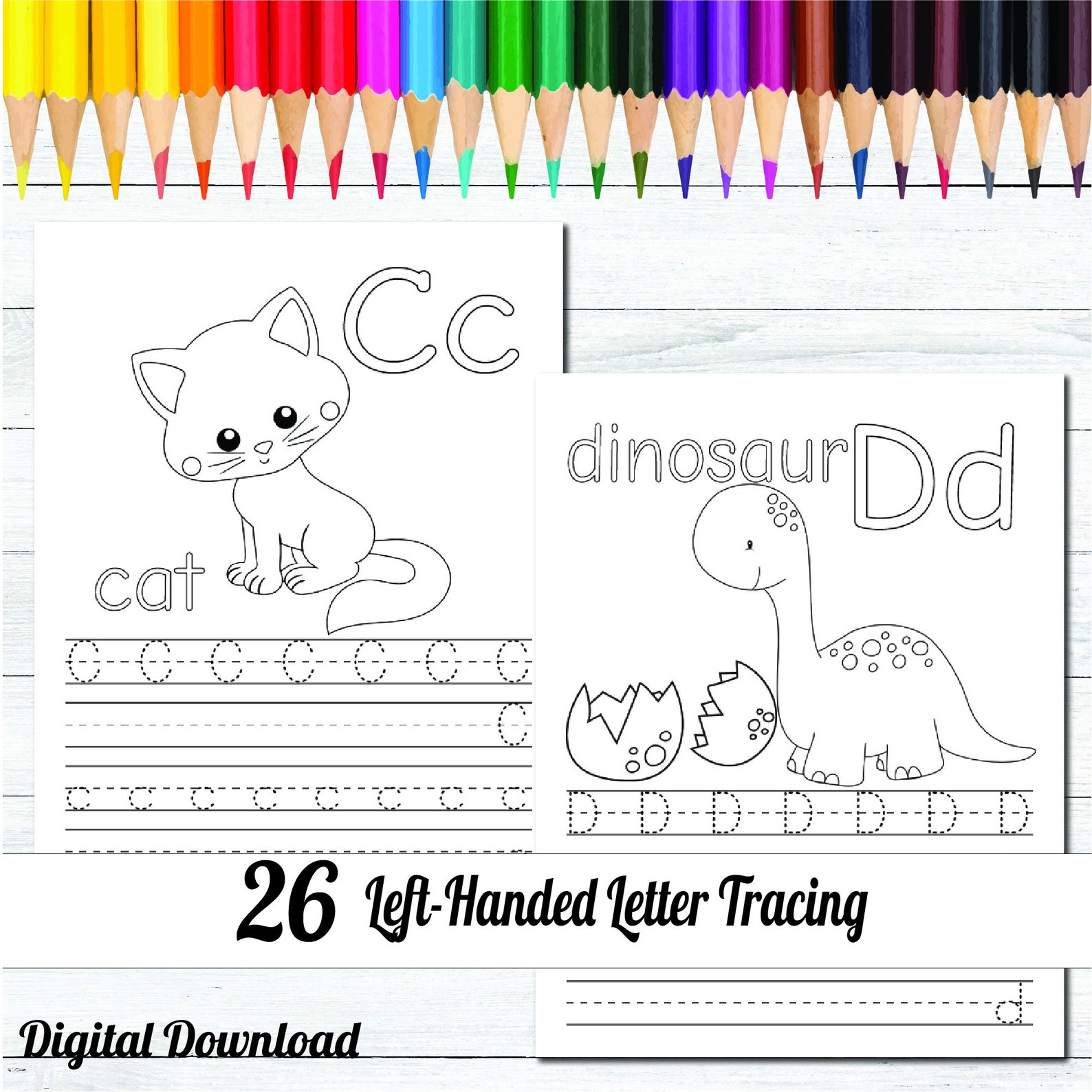 Letter Tracing Coloring Pages /left Handed Preschool - Etsy