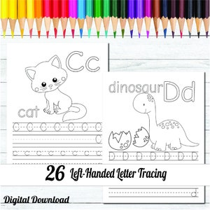 Letter Tracing Coloring Pages /left Handed Preschool - Etsy
