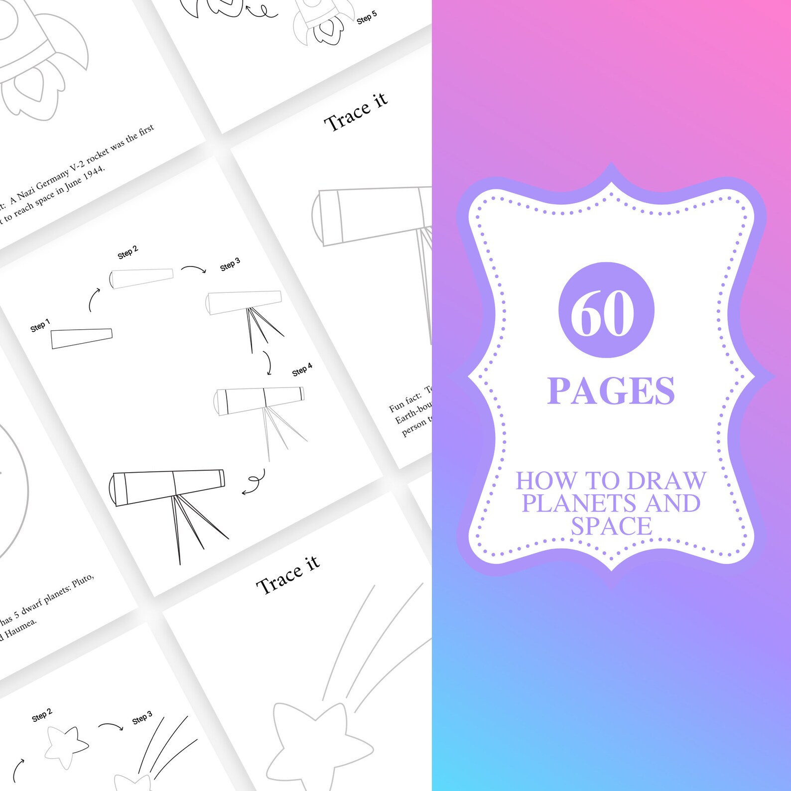 How to Draw Space and Planets for Kids / Explore the Universe With Step ...