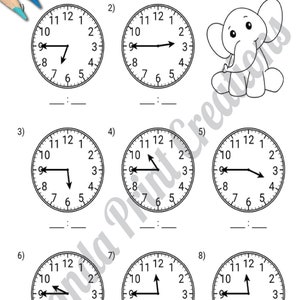 Telling Time Quarter to Hour Worksheets / Clock Practice for - Etsy