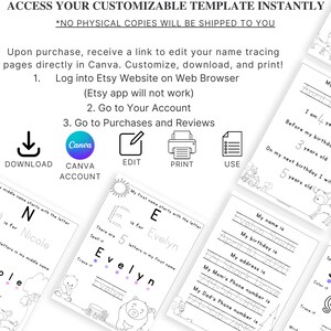 Editable Canva Name Tracing Worksheet - Preschool Handwriting Practice ...