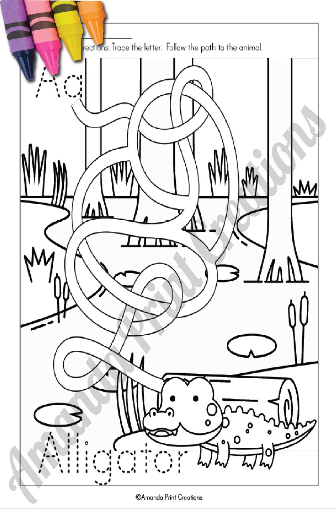 Alphabet Animal Mazes Activity Pages for Kids Kids Maze - Etsy