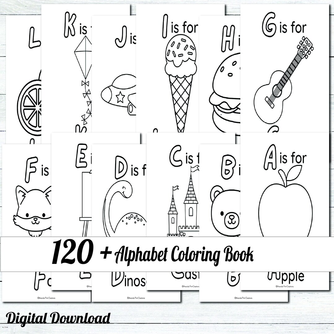 120 Alphabet Coloring Pages /toddler Coloring Book / Coloring - Etsy